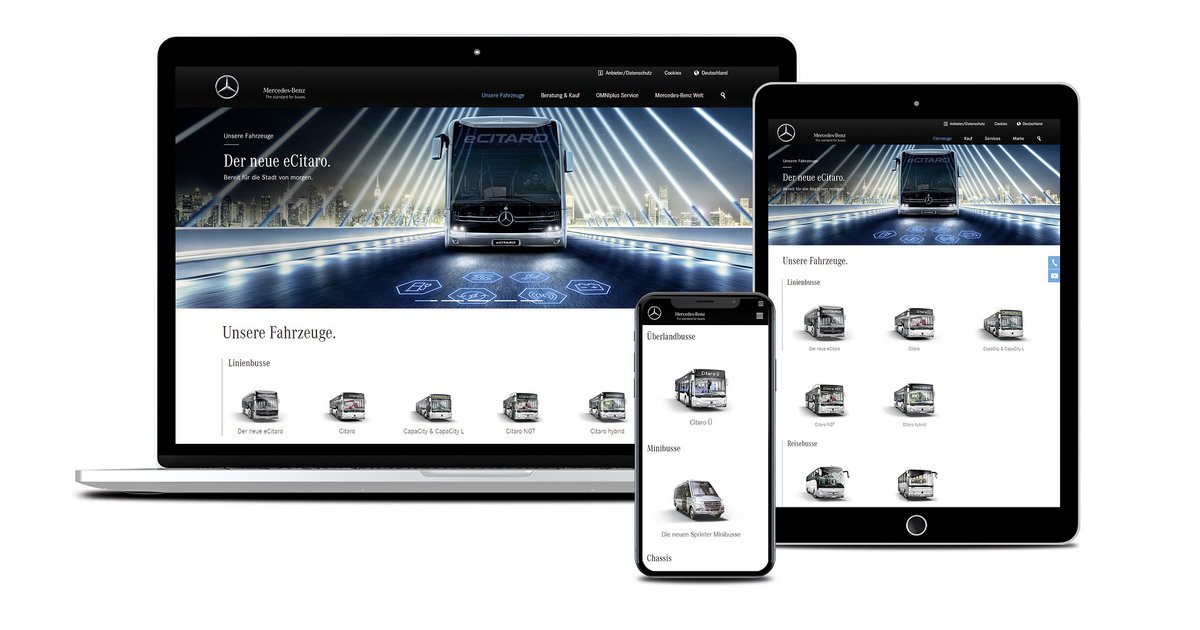 In jeder Hinsicht ausgezeichnet: Website von Mercedes-Benz Omnibus ...